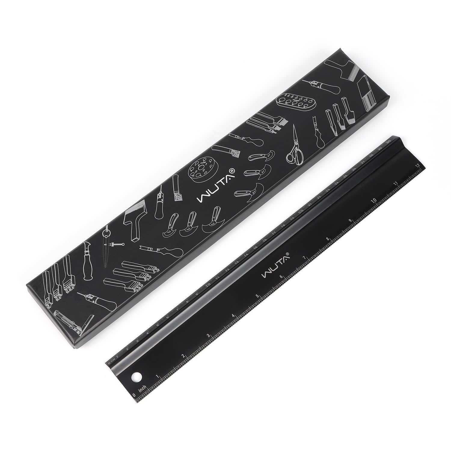 30cm Leather Cutting Ruler Titanium Plated Stainless Steel Protective ...