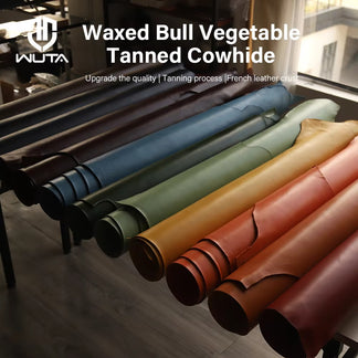 WUTA 13x26cm Waxed Bull Vegetable Tanned Leather Full Grain Cowhide ...