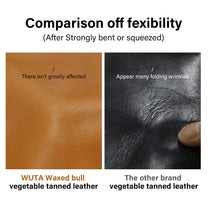 WUTA 13x26cm Waxed Bull Vegetable Tanned Leather Full Grain Cowhide ...